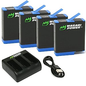 Wasabi Power Battery (4-Pack) and Triple Charger for GoPro Hero 8 Black (All Features Available), Hero 7 Black, Hero 6 Black, Hero 5 Black, Hero 2018