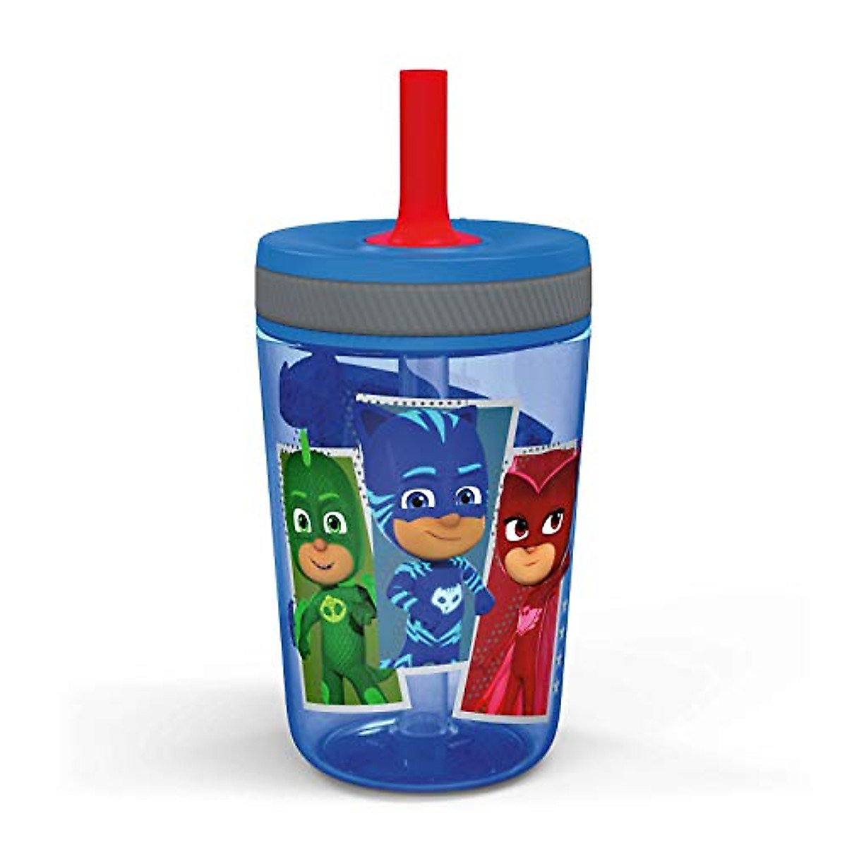 Zak Designs Kelso Tumbler 2pc Set, Leak-Proof Screw-On Lid with Straw Made of Durable Plastic and Silicone, Perfect Bundle for Kids, 2 Count (Pack of 1), PJ Masks Catboy Owlette Gekko