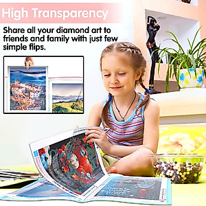 SKRYUIE A3 Diamond Painting Storage Book - 60 Diamond Painting Capacity, 30 Pages Protectors, 17.2x12.8 inches, Portfolio Folder for Diamond Painting Presentation and Organization - Pink