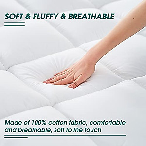 CYMULA Mattress Topper Queen, Cooling Mattress Pad Cover, Extra Thick Pillow Top Mattress Topper with 8-21 Inch Elasticated Deep Pockets, Plush Down Alternative Fill Mattress Protector