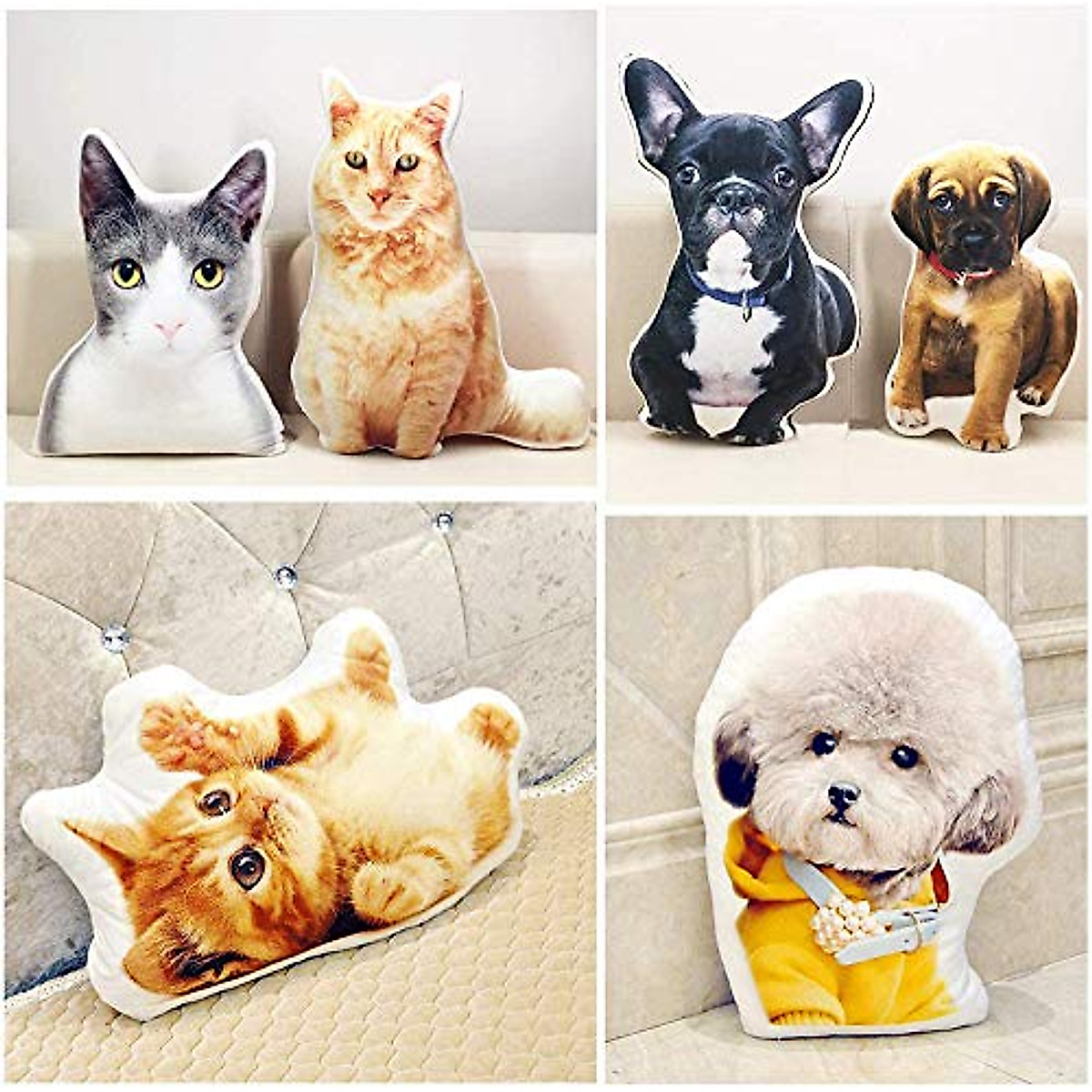 Custom Dog Cat Pillow Personalized Pet Photo Molding 3D Shaped Pillow, Duplex Printing Shaped Pillow Creative Gifts 20''