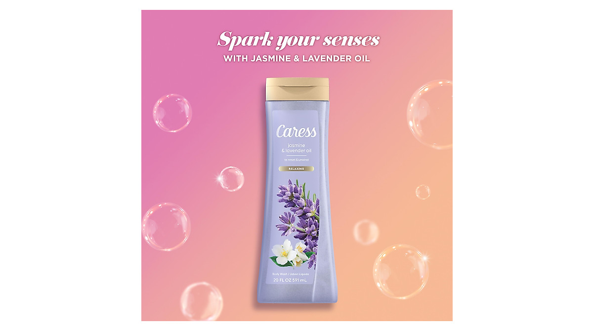 Caress Jasmine & Lavender Body Wash for Women - Relaxing 4-Pack