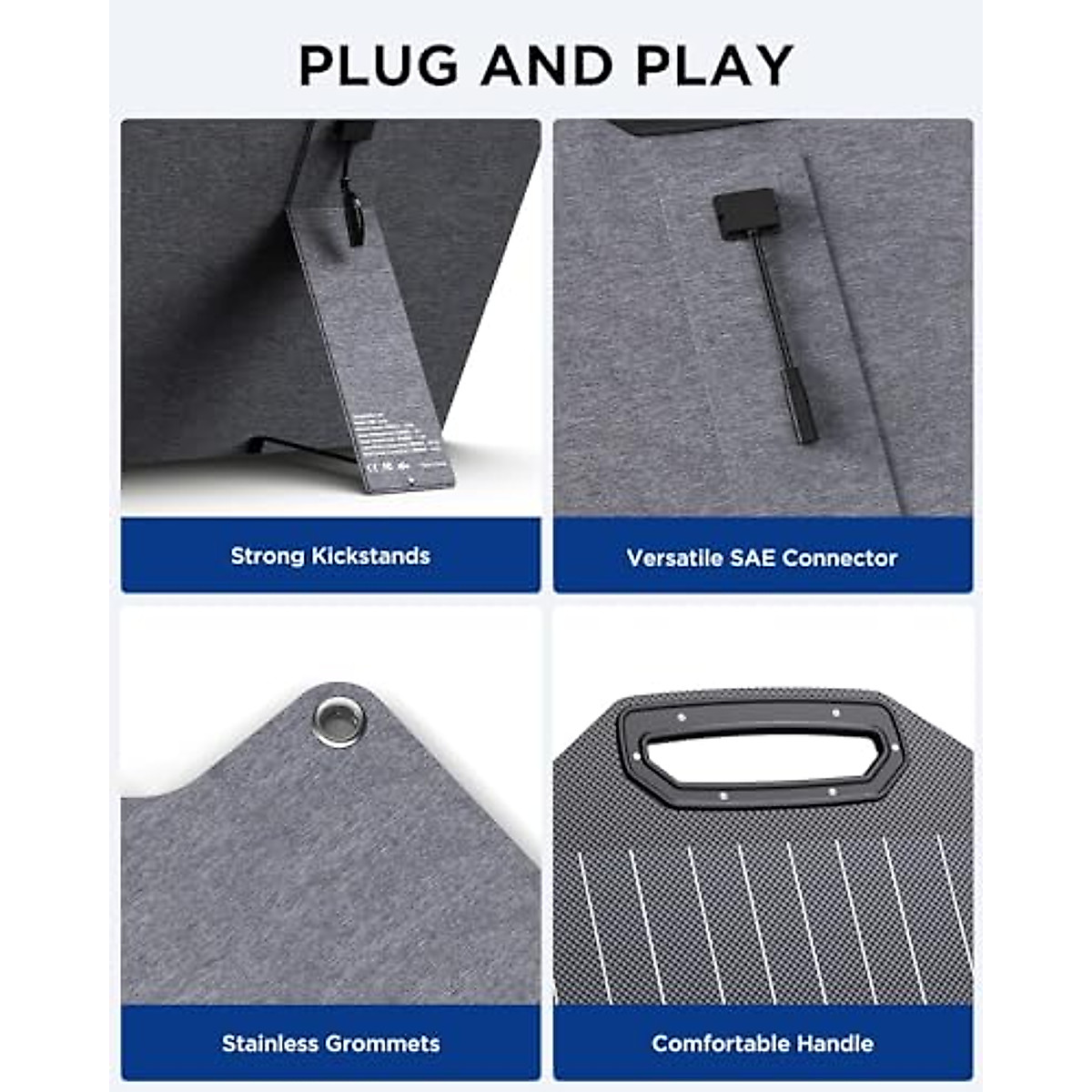 100W Potable ETFE Solar Panels, BigBlue Solarpowa100 Folding Solar Panel(24.6V/4.16A) with Kickstand, Compatible with Jackery/ECOFLOW/Anker/Goal Zero Power Station, Waterproof Camping Solar Charger