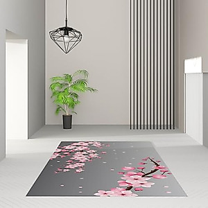 Japanese Cherry Blossoms Area Rugs 9x12ft/108x144in/275cmx365cm Rug Washable Outdoor Patio Rugs for Living Room Outdoor Dining Room Bedroom Farmhouse Rug, Soft Indoor Rugs