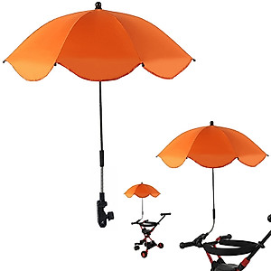 Xiaokeis Baby Stroller Umbrella Portable Folding Sun Umbrella Pushchair Parasol Umbrella Universal Clip Fixing Device Detachable Infant Sun Protection Umbrella for Pram,Pushchair Buggy(Orange)