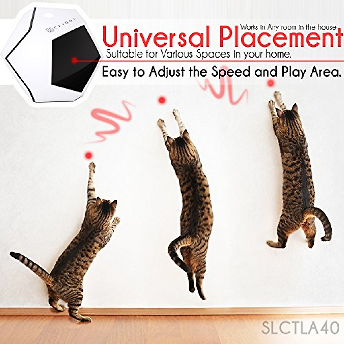 SereneLife Automatic Cat Cube Toy - Electronic Rotating & Moving Teaser Machine for Interactive & Smart Sensory Pet Play - Auto Wireless Control - SLCTLA40.5