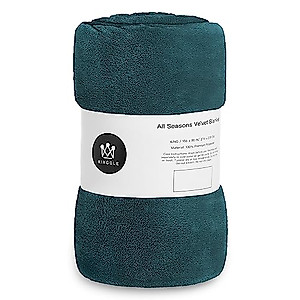 Kingole Flannel Fleece Microfiber Throw Blanket, Luxury Peacock Blue Twin Size Lightweight Cozy Couch Bed Super Soft and Warm Plush Solid Color 350GSM (66 x 90 inches)