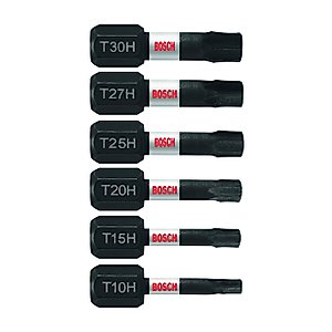 BOSCH ITTHV106 6-Piece 1 In. Impact Tough Screwdriving Insert Bits Assorted Set