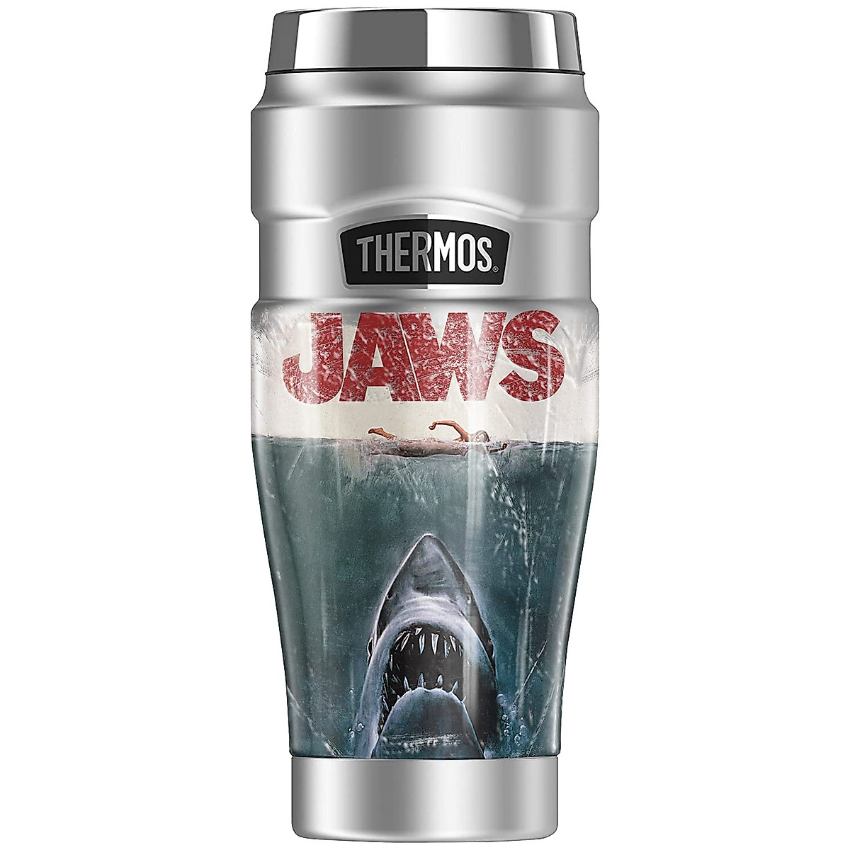 THERMOS Jaws Distressed Jaws STAINLESS KING Stainless Steel Travel Tumbler, Vacuum insulated & Double Wall, 16oz