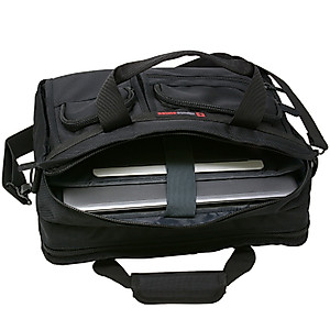Alpine Swiss Conrad Messenger Bag 15.6 Inch Laptop Briefcase with Tablet Sleeve Black