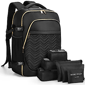 Lekebobor Large Travel Backpack for Women Men Carry on Backpack 17 Inch Flight Approved Luggage backpack Water Resistant Backpack for Weekender Overnight Large Daypack Black