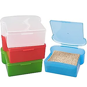 kulusion 4Pcs Sandwich Containers for Lunch Boxes, 20oz Food Storage Box with Lid, BPA Free, Microwave & Dishwasher Safe, Reusable Great for Meal Prep (4 Colors