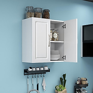 VANIRROR White Storage Cabinets, Bathroom Wall Cabinet Laundry Room Cupboard Over Toilet Space Storage Cabinet, Medicine Cabinet for Bathroom Kitchen with 2 Door and Adjustable Shelf