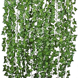 SO CAL PRO Fake Ivy Leaves Artificial Ivy Greenery Vines for Room Decor Leaves Room Decor Fake Leaves Ivy Eucalyptus Garland Faux Vines Wedding Decor (6 Strands of Ivy)