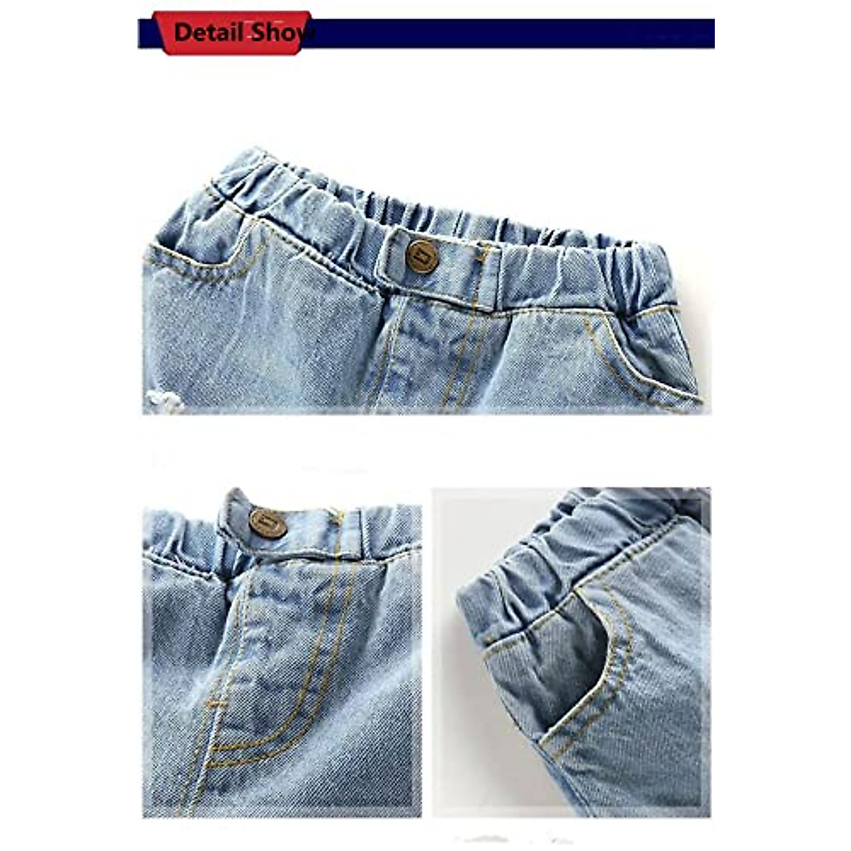 TJTJXRXR Little Baby Boys Girl Ripped Western Jeans Kids Girls Friend Style Denim Pants (2-3Years, Blue)