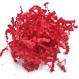 SHENGHE 1LB Crinkle Paper Filler Shredded Basket Shred Package Gift Box Decorative (Red)