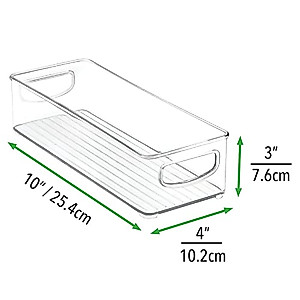 mDesign Small Plastic Bathroom Storage Container Bins with Handles for Organization in Closet, Cabinet, Vanity or Cupboard Shelf, Accessory Organizer for Hair Tools - Ligne Collection - 4 Pack - Clear