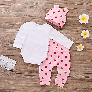 BOEBNOZCV Newborn Toddler Baby Girl Outfits Giraffe Bodysuit Top + Pink Legging Pants Set with Hat Infant Clothes