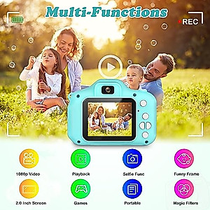 Zeacool Kids Camera,HD Digital Video Camera,Childrens Toys for 3 4 5 6 7 8 9 Year Old Boys/Girls,Selfie Camera for Kids,Christmas Birthday Gifts with 32GB SD Card (Green)