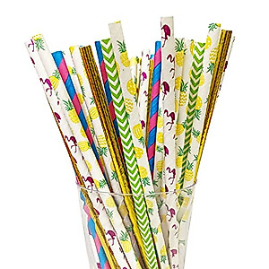Charmed Hawaiian Luau party paper straw set of 125 straws