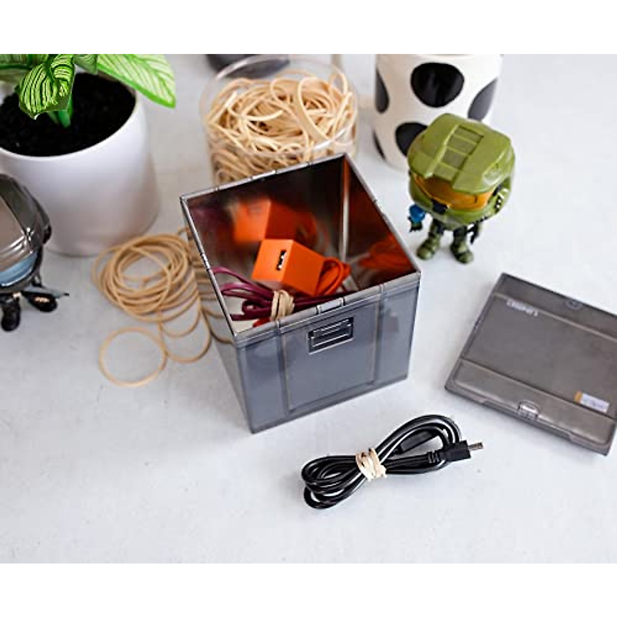 Halo UNSC Ammo Crate 4-Inch Tin Storage Box Cube Organizer with Lid | Basket Container, Cubby Cube Closet Organizer, Home Decor Playroom Accessories | Video Game Toys, Gifts And Collectibles