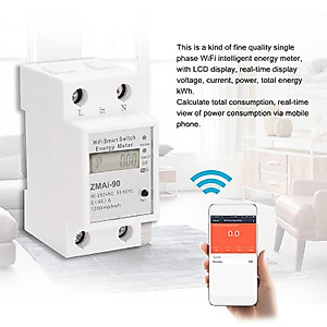 Splenssy Single-Phase Din Rail WiFi Intelligent Energy Meter Power Consumption Kwh Meter Wattmeter Support Smartlife/Tuya APP Control Compatible with Alexa and Google Home