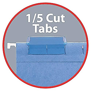 Smead Hanging Pocket with Full-Height Gusset, 3” Expansion, 1/5-Cut Adjustable Tab, Legal Size, Sky Blue, 25 per Box (64370)