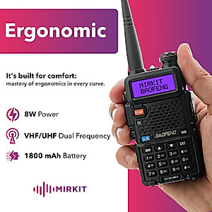 BAOFENG UV-5R MK4 MIRKIT 8W Max Power 2024 Ham Radio VHF/UHF 144-148/420-450 mhz Two Way Radio with 1800 mAh Baofeng Battery, Mirkit Lanyard Ham Radio & Software for walkie talkie