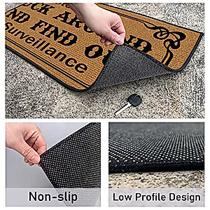BinHang Indoor Floor Mats for Home Entrance, Funny Doormats for Front Door Protected by Fuck Around and Find Out Surveillance Rubber Backing Protect The Floor 30X18 Inch