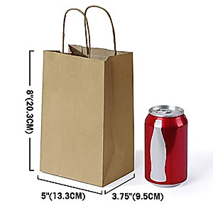 Uinicor Gift Bags Bulk 100Pcs Brown Paper Bags With Handles 5.25x3.75x8 Paper Bags for Business,Shopping,Retail,Party Favor,Wedding,Birthday Gift Bag