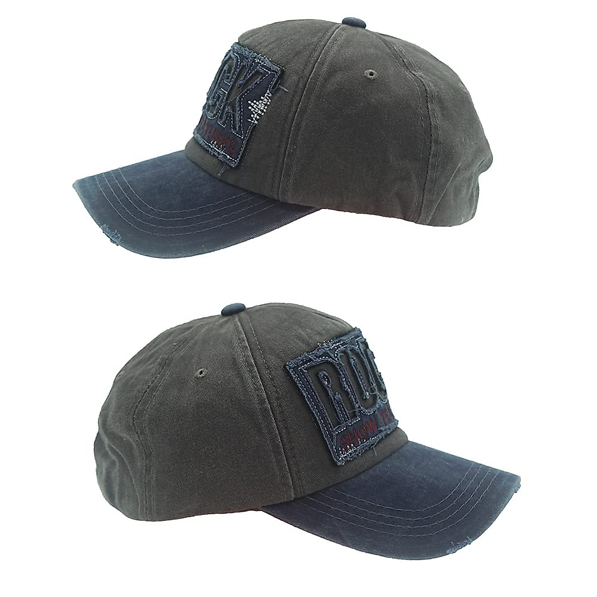 YULOONG Vintage Baseball Cap Embroidery Rock Washed Denim Trucker Cap 100% Cotton Sun Hat for Men Women Adjustable Size Grey