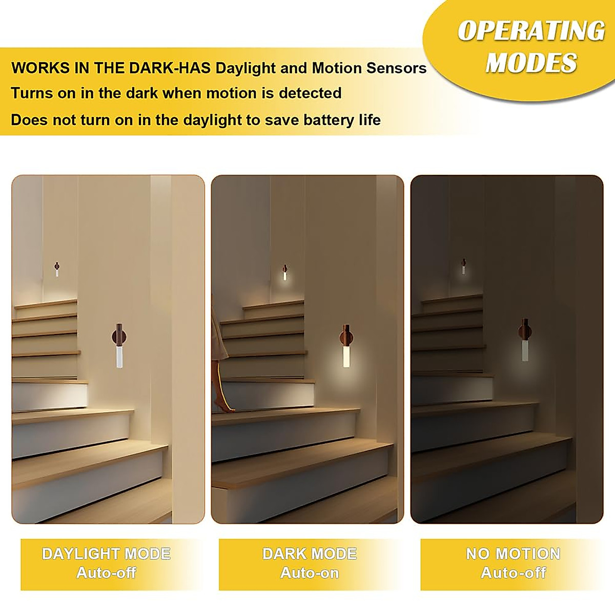 LANDGOO Wooden Motion Sensor Night Lights, Magnet Body Hallway Rechargeable LED Wireless Wall Sconces, Portable Decor Battery Powered Indoor Torch Lighting for Bedroom (Walnut Wood 2PCS)