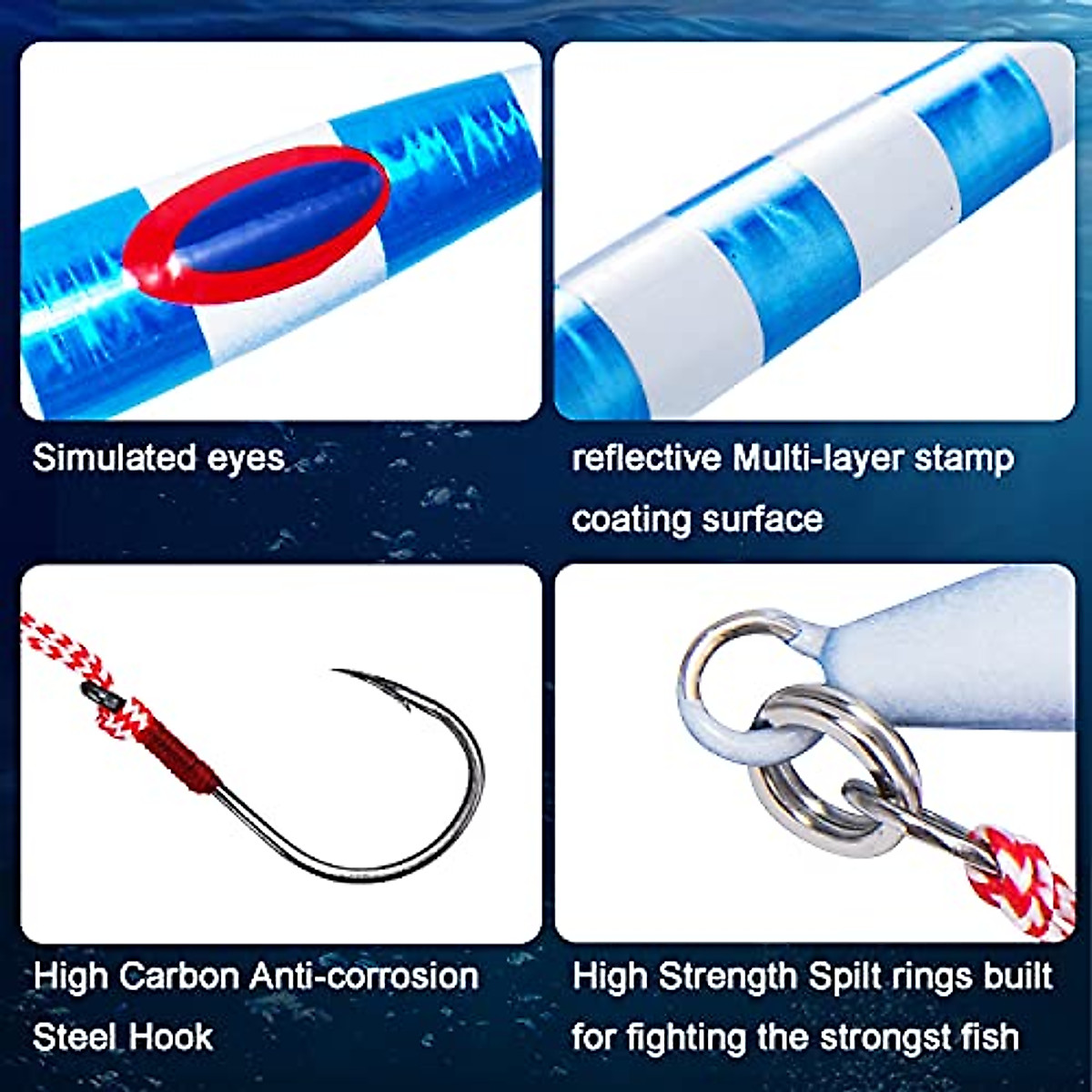 Goture Saltwater Fishing Jigs, Glow Vertical Jigs with Assist Hook Speed Fast Lead Jig Deep Sea Fishing Jigging Spoon Lures 10g-200g for Tuna, Salmon, Sailfish, Striped bass, Grouper Snapper, Kingfish