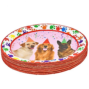 Dog Party Supplies Set 24 9" Plates 24 7" Plates 24 9 Oz Cups 50 Luncheon Napkins Puppy Birthday Decorations Paper Paw Dog Girl Kids Themed Disposable Tableware Party Favor Good Set by Gift Boutique