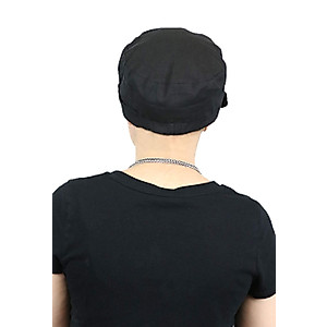 Hats Scarves & More Womens Chemo Cadet Cap Short Billed Newsboy Hat Soft Cap for Bald Women Black