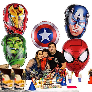 5PCS Aluminium Film Balloons for Superhero Avengers Party,for Superhero Birthday Party Supplies
