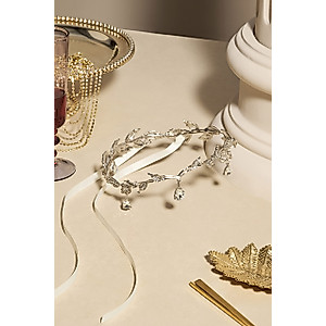 BABEYOND Elegant Rhinestone Leaf Wedding Bridal Bridesmaid Forehead Band Dangle Rhinestone Bridal Tiara Crown with Gift Box , Silver, One size