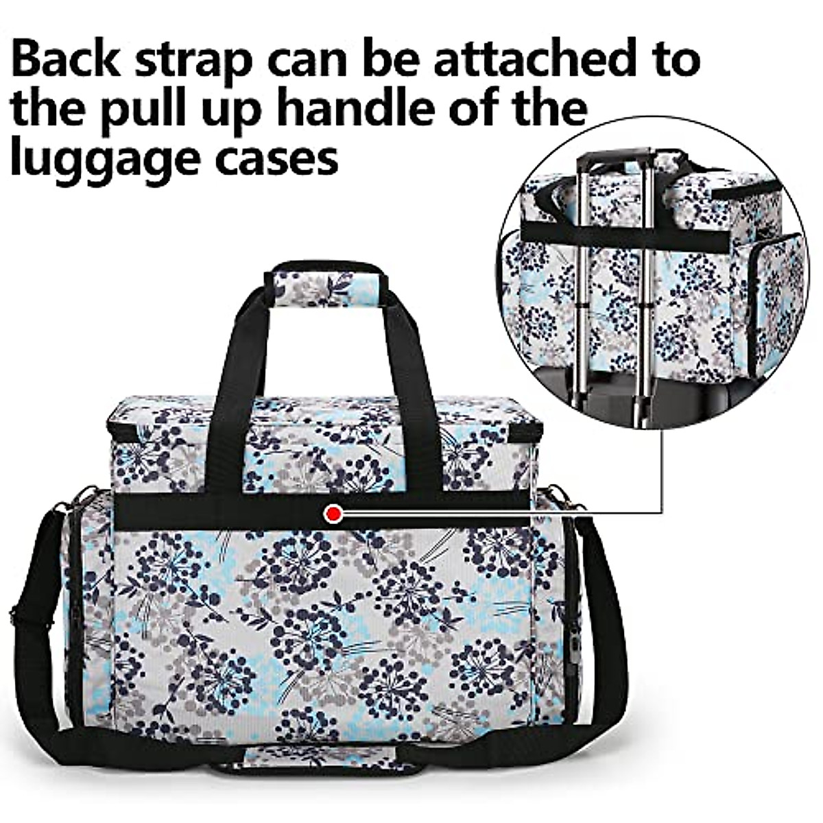 CURMIO Sewing Machine Carrying Case for Most Standard Sewing Machine, Portable Travel Tote Bag with Compartments and Pockets for Sewing Supplies, Dandelion (Bag Only, Patent Design)