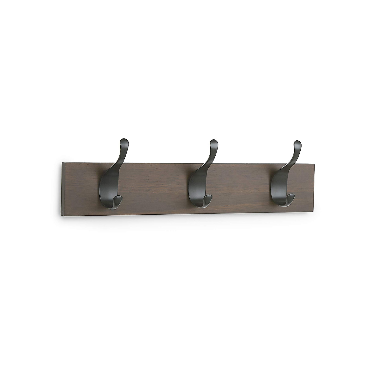 Amazon Basics Rectangular Wall Mounted Modern Coat Rack, 3 Hooks, Walnut