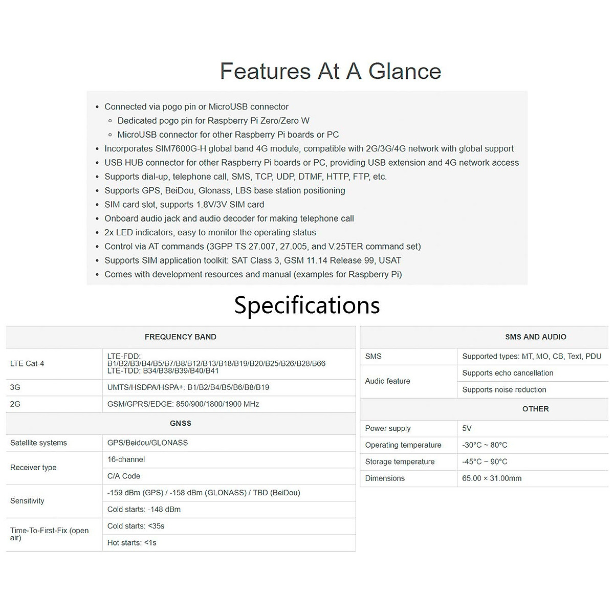 waveshare SIM7600G-H 4G HAT Board for Raspberry Pi4B/3B+/3B/2B/B+/A+/Zero/Zero WH and PC,Support LTE Cat-4 4G 3G 2G Communication and GNSS Positioning Global Band