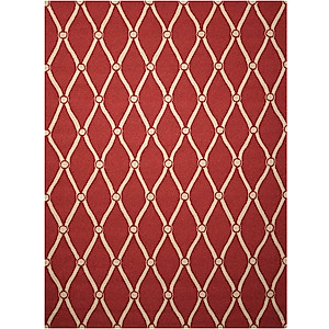 Nourison Portico Indoor/Outdoor Red 8' x 10'6" Area-Rug, Easy-Cleaning, Non Shedding, Bed Room, Living Room, Dining Room, Backyard, Deck, Patio (8x11)