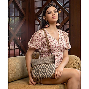 Myra Bag Minute Small & Cross Body Bag Upcycled Canvas, Rug, Leather & Cowhide S-2657