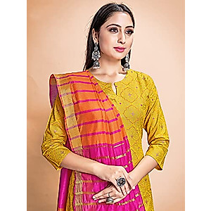 Indian Kurti With Pant & Dupatta For Womens |Rayon Printed Kurta Kurtis For Women Tunic Set Yellow
