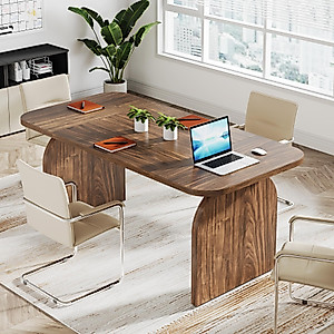 Tribesigns 63-inch Conference Room Table for 4-6 Person, Retro 5.2 ft Small Rectangle Meeting Room Table, Rustic Wood Seminar Table
