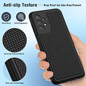 FNTCASE for Samsung Galaxy A23 5G Case: (Samsung Galaxy A23 4G LTE) Dual Layer Protective Heavy Duty Cell Phone Cover Shockproof Rugged with Non Slip Textured Back - Bumper - 6.6inch (Matte Black)