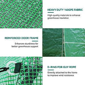 YITAHOME 26x10x6.5ft Greenhouse Large Heavy Duty Tunnel Green Houses Outdoor Plant Gardening Upgraded Galvanized Steel Frame Zipper Doors 7 Crossbars Garden, Green