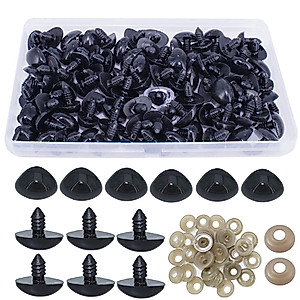 Bestartstore 50pcs 14x20mm Black Plastic Triangle Safety Nose Animal Nose with Washers for Bear Doll Puppet Plush Animal DIY Craft