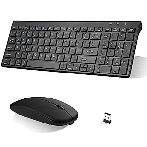 Rechargeable Wireless Keyboard Mouse, UrbanX Slim Thin Low Profile Keyboard and Mouse Combo with Numeric Keypad Silent Keys for Microsoft Surface Duo 2 - Black