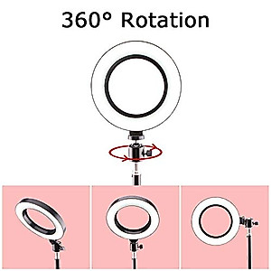 Ring Light OEBLD Dimmable with 3 Light Modes & 10 Brightness Level LED Ring Fill Lights for Phone Live Stream Makeup YouTube Shooting(B(only 10'' Ring Light))