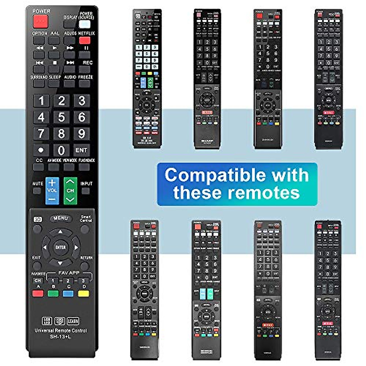 Gvirtue Universal Remote Control Compatible Replacement for Sharp AQUOS Smart TV/ HDTV/ 3D/ LCD/ LED, GB004WJSA GA935WJSA GB004WJSA GJ221-C GB118WJSA